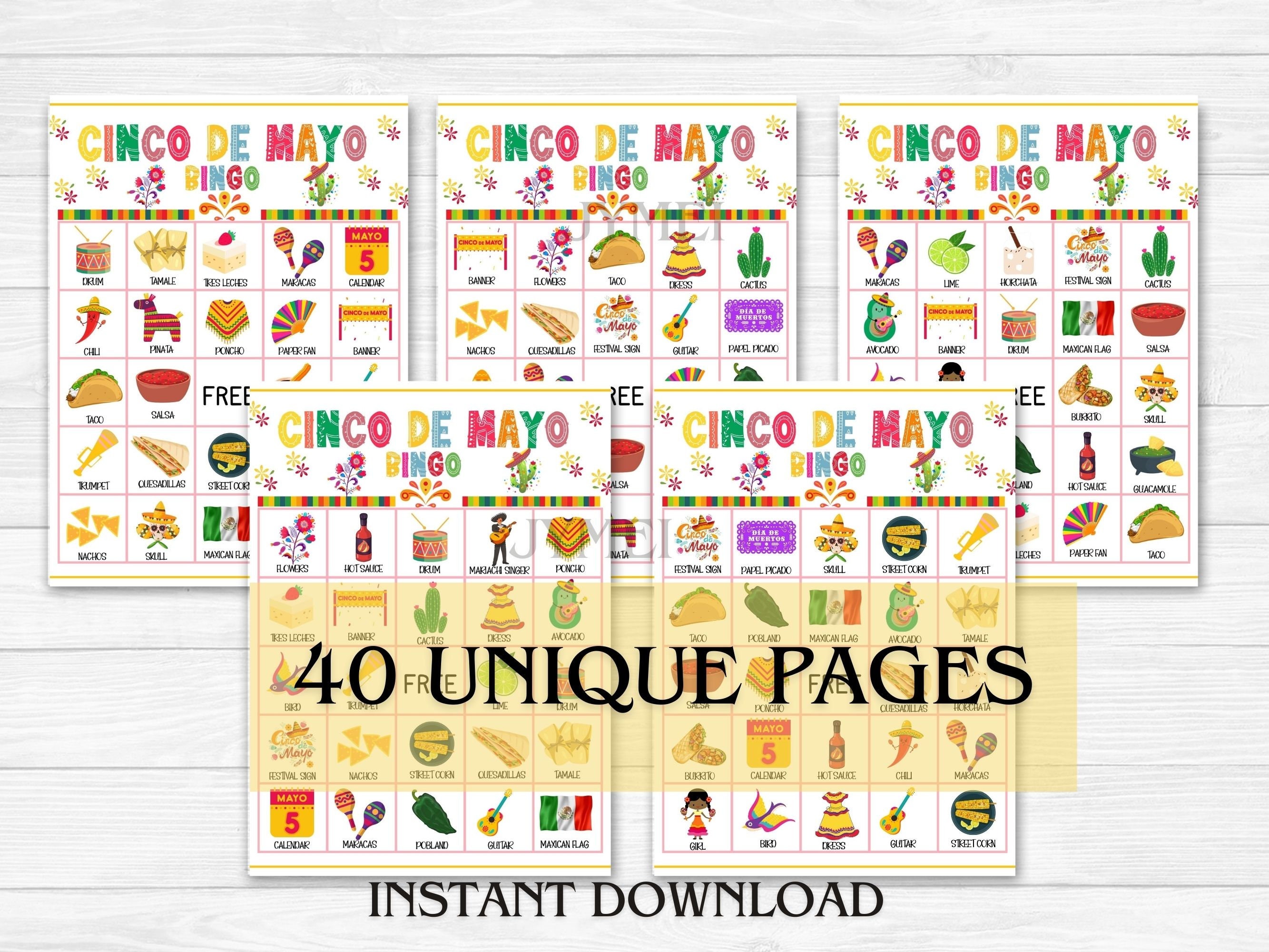 Cinco De Mayo Bingo, Printable Bingo Games, Cinco De Mayo Activity for ...