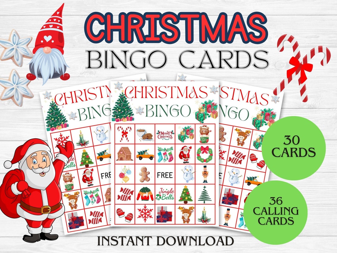 Christmas Bingo Cards Printable Party Game Christmas Activity Cute ...