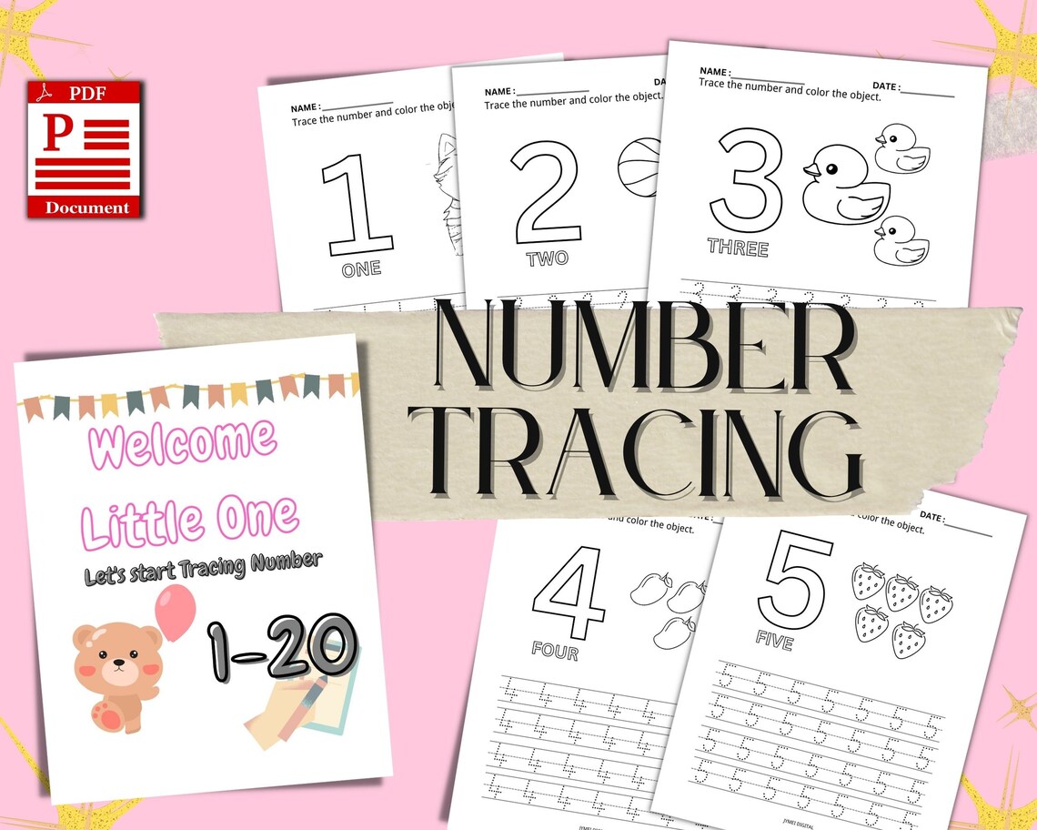 Printable Number Tracing Worksheet for Kids | Pre School Tracing Number ...