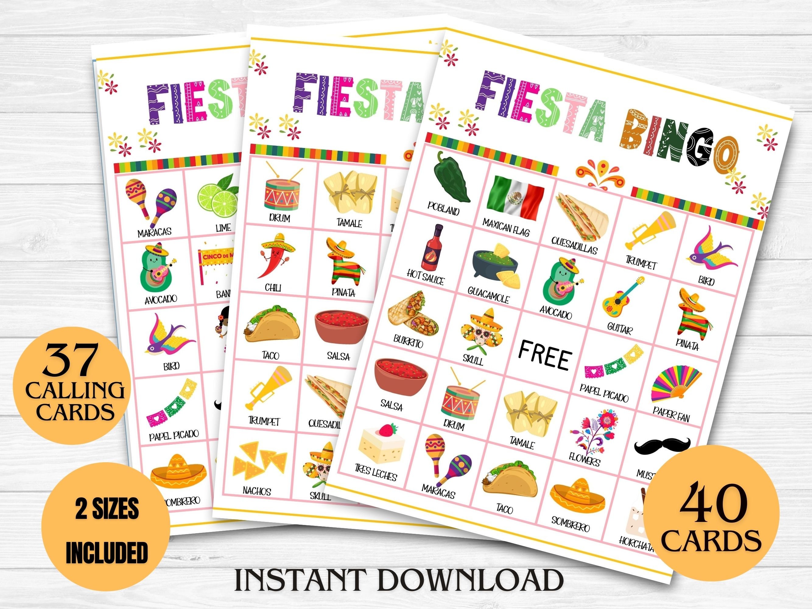 Fiesta Bingo Printable Bingo Games for Kids Cinco De Mayo Festival ...