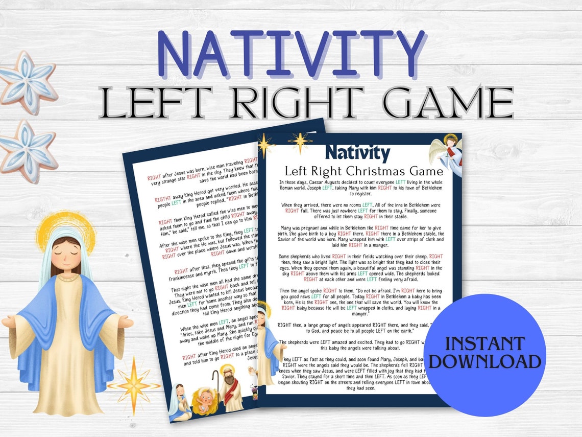 Nativity Story Left Right Game, Pass the Prize, Left Right Christmas ...