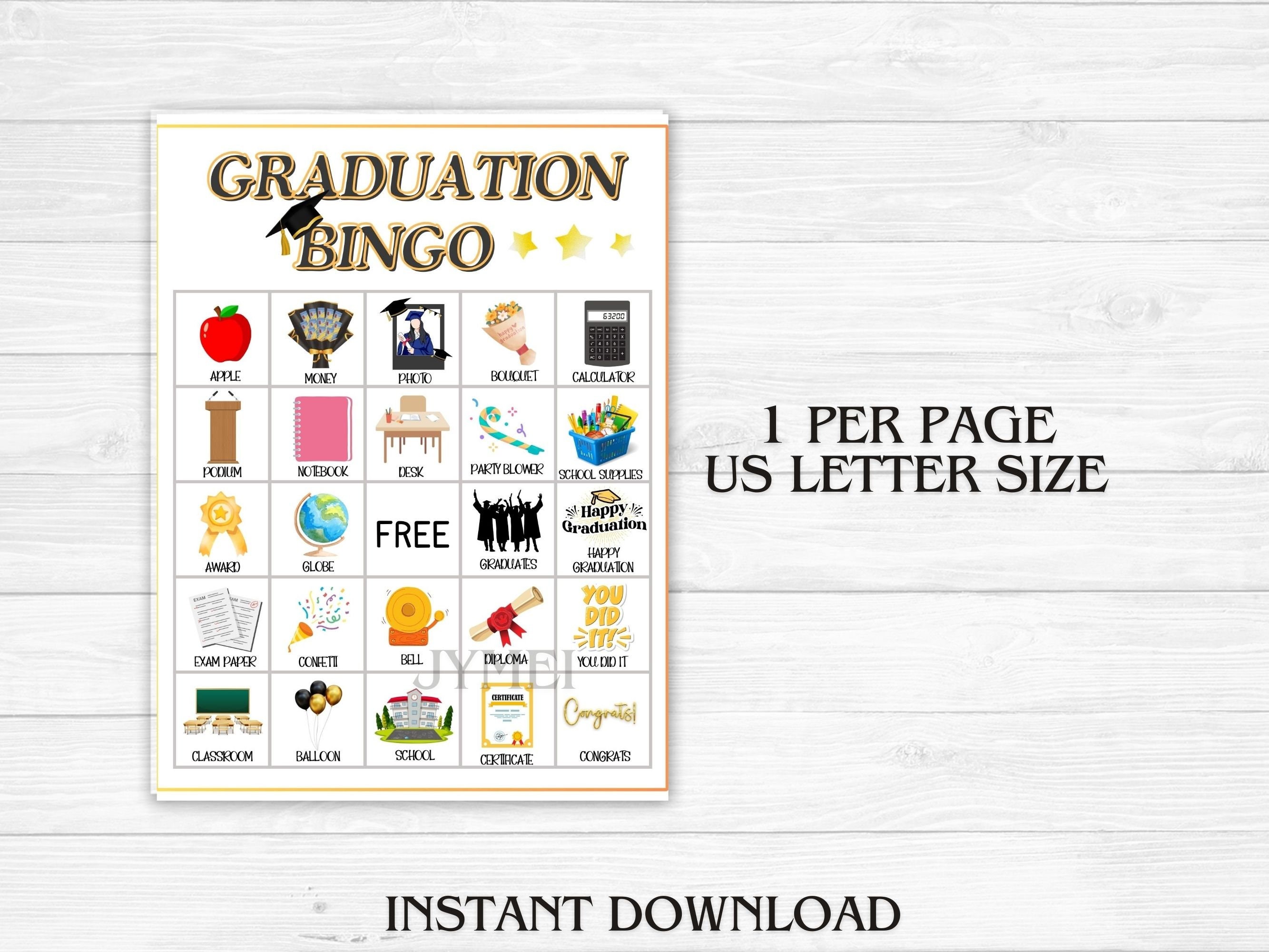 Graduation Bingo Game, Graduation Activity for Kids, Printable Bingo ...