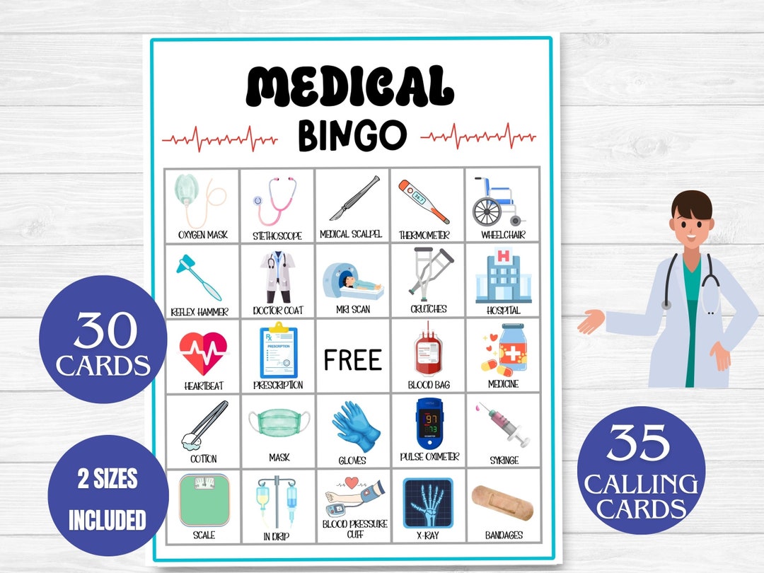 Medical Bingo, Nurse Bingo, Nurse Graduation Party Game, Doctor Game ...