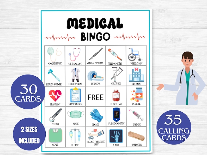 Medical Bingo, Nurse Bingo, Nurse Graduation Party Game, Doctor Game ...