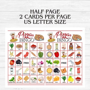 Pizza Bingo, Pizza Bingo Party Game, Pizza Photobooth, Pizza Activity ...