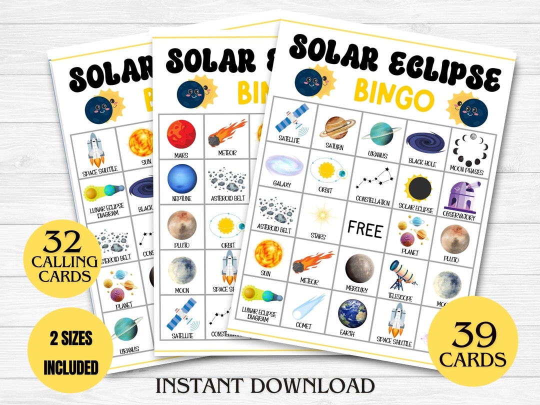 Solar Eclipse Bingo, Solar Eclipse 2024, Printable Solar Bingo, Eclipse ...
