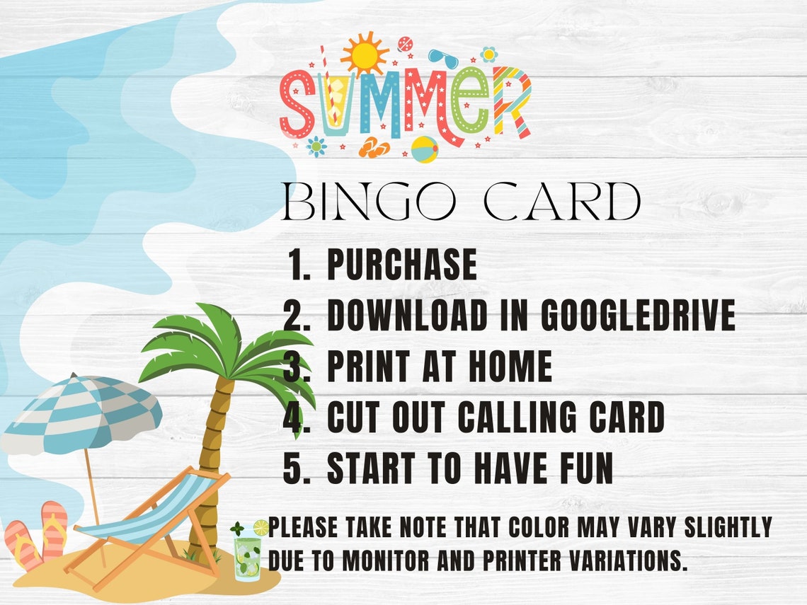 Summer Bingo, 40 Unique Summer Bingo Cards, Summer Activity for Kids ...