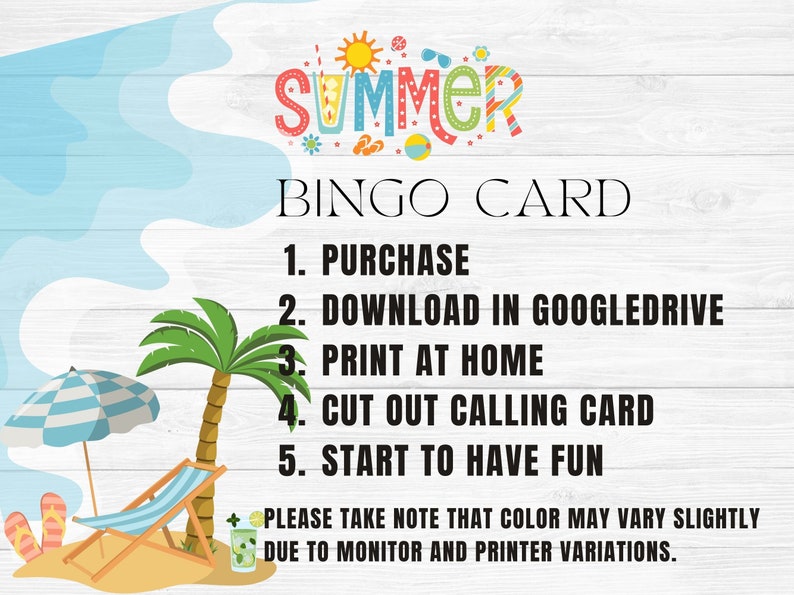 Summer Bingo, 40 Unique Summer Bingo Cards, Summer Activity for Kids ...