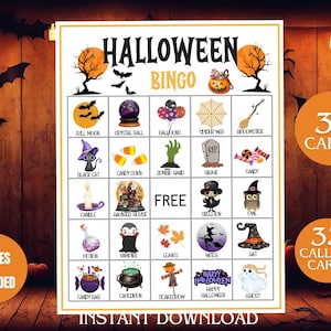 Halloween Bingo Game, Kids Halloween Party Game, Halloween Activity for ...