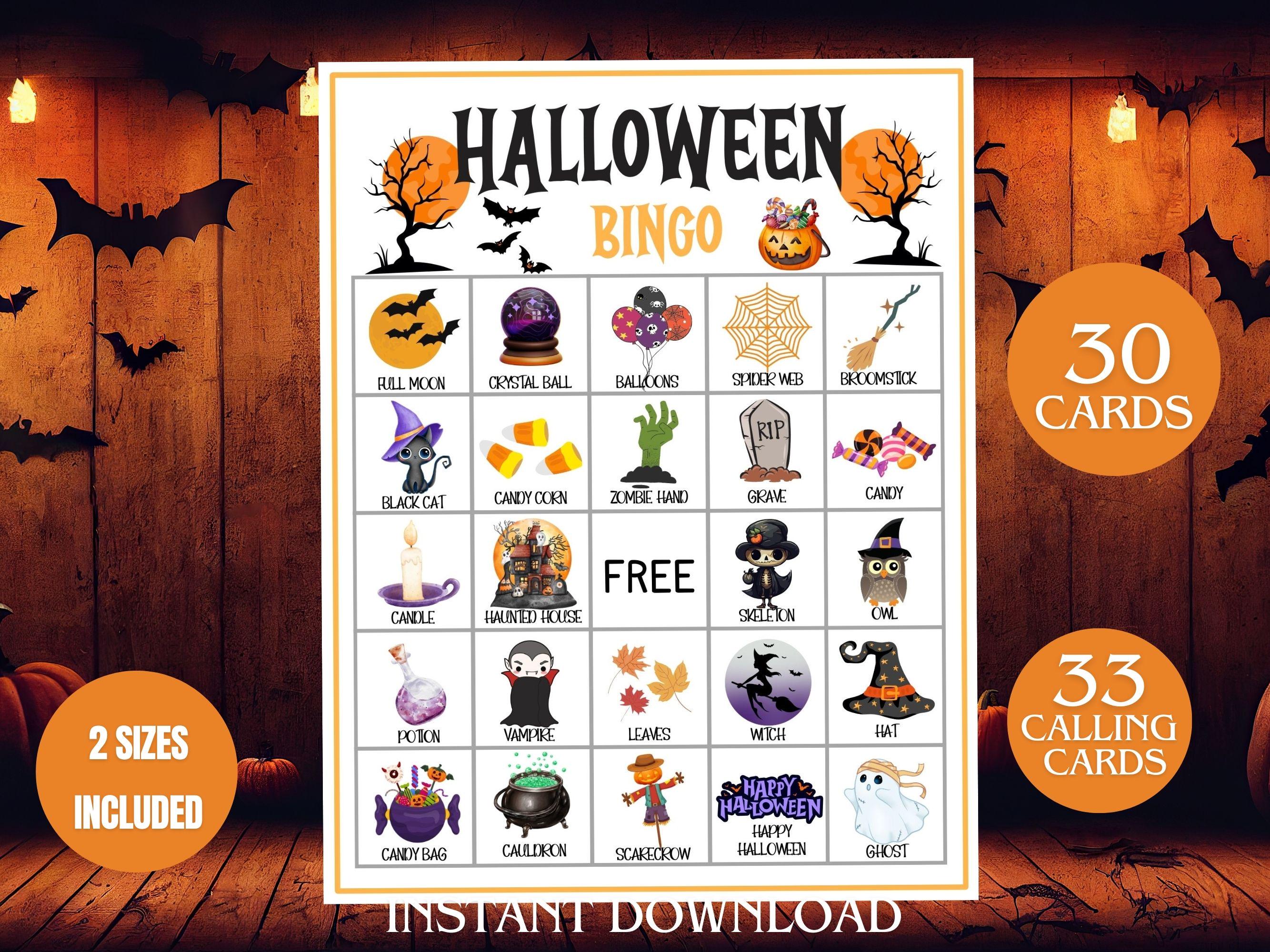 Halloween Bingo Game, Kids Halloween Party Game, Halloween Activity for ...