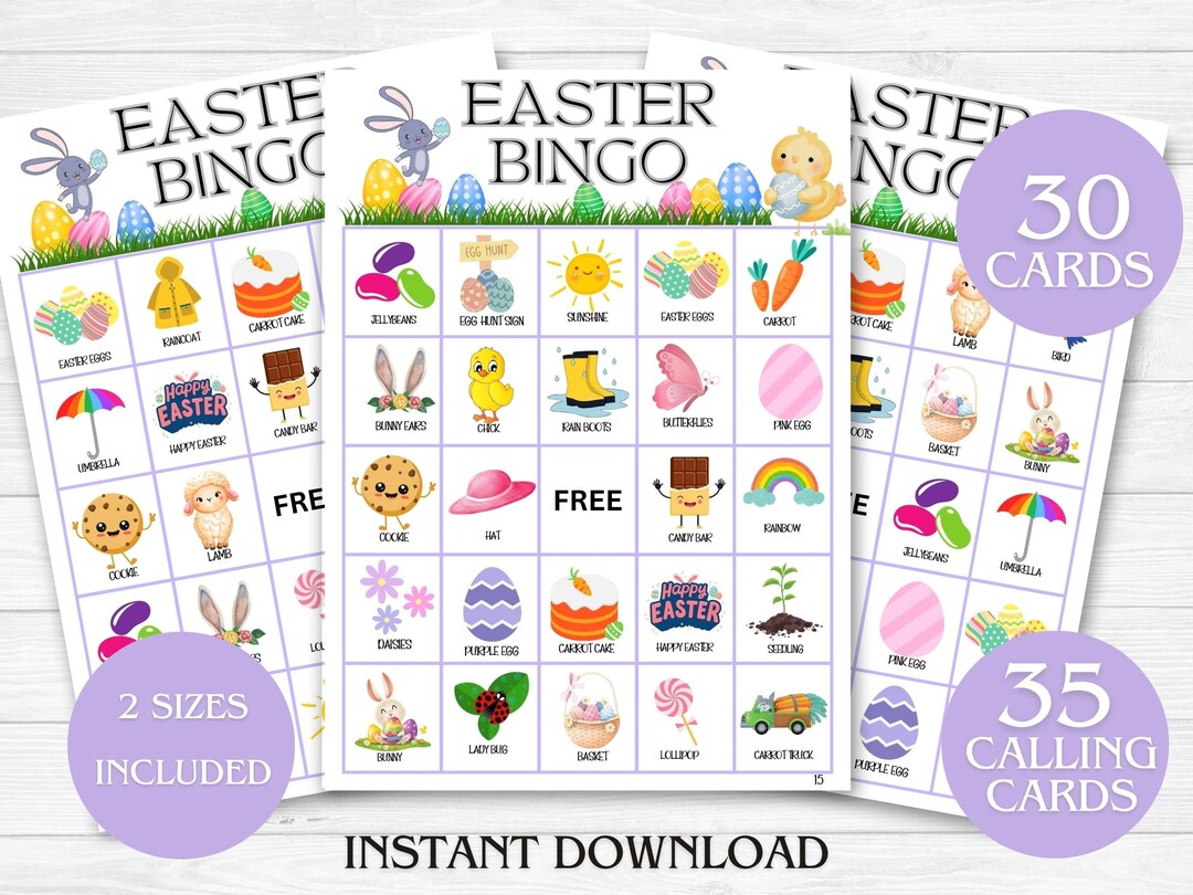 Easter Bingo Card, 30 Printable Game, Kids Easter Party Game, Classroom ...