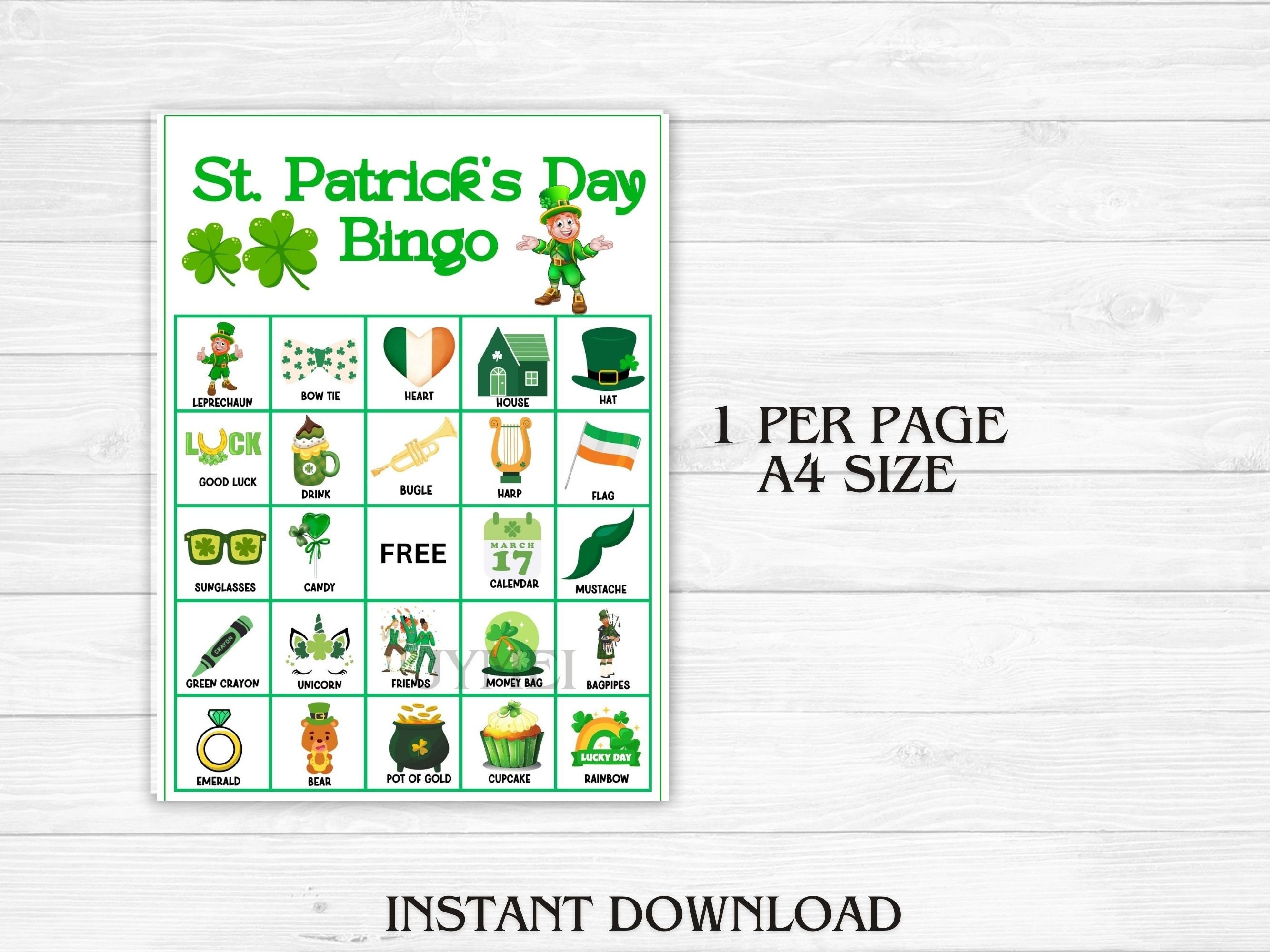 St Patrick's Day Bingo Cards, Party Game for St Patrick's Day, Paddy's ...