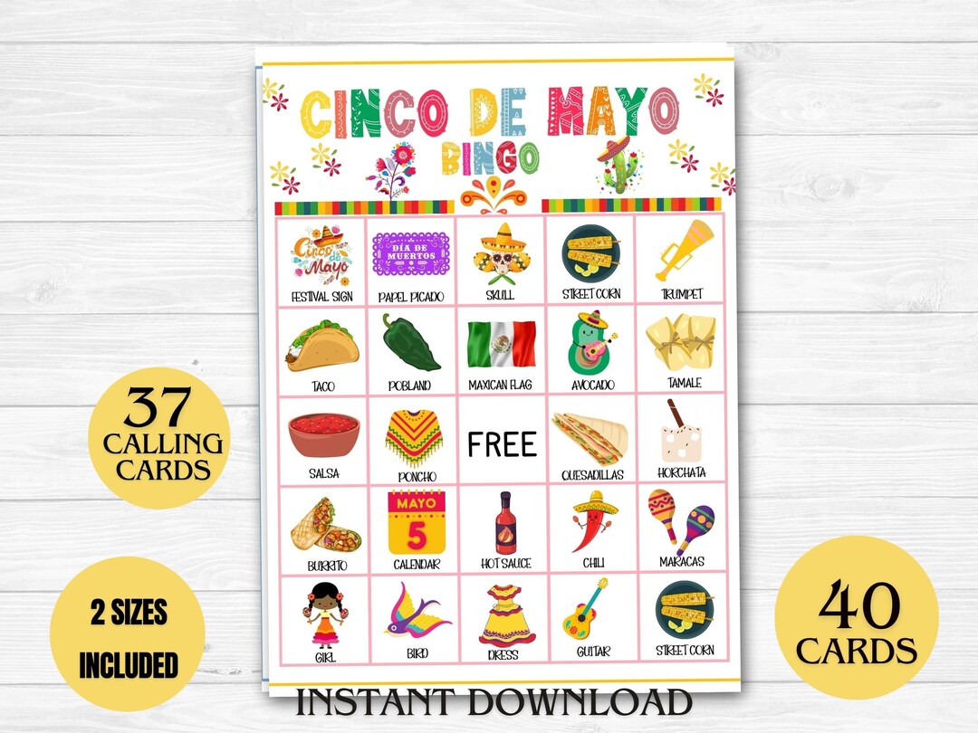 Cinco De Mayo Bingo, Printable Bingo Games, Cinco De Mayo Activity for ...