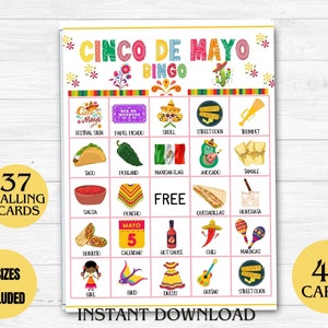 Cinco De Mayo Bingo, Printable Bingo Games, Cinco De Mayo Activity for ...