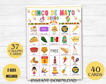 Cinco De Mayo Bingo Cinco De Mayo Activity for Kids 30 Fiesta Bingo ...