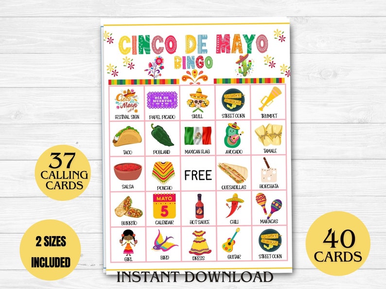 Cinco De Mayo Bingo, Printable Bingo Games, Cinco De Mayo Activity for ...