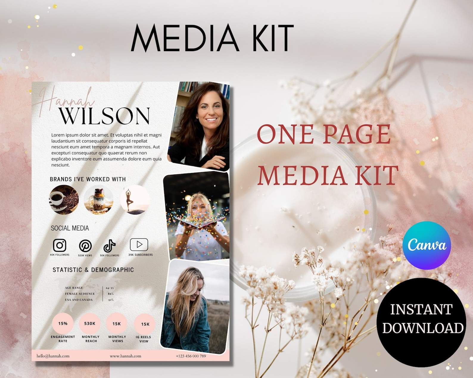 Editable Media Kit Template | Influencer Media Kit | Social Media ...