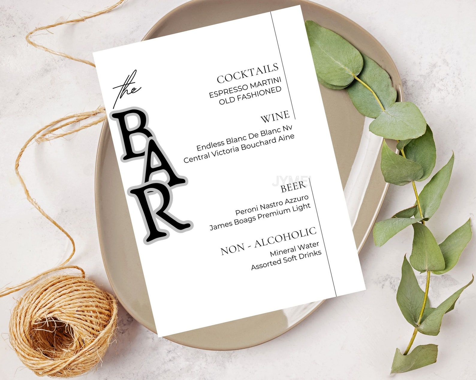 Minimalist Bar Menu Sign, Alcohol Drinks Menu, Editable Wedding Bar ...