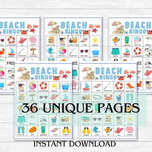 Beach Bingo, Summer Beach Bingo Game, Beach Activity, Fun in the Sun ...
