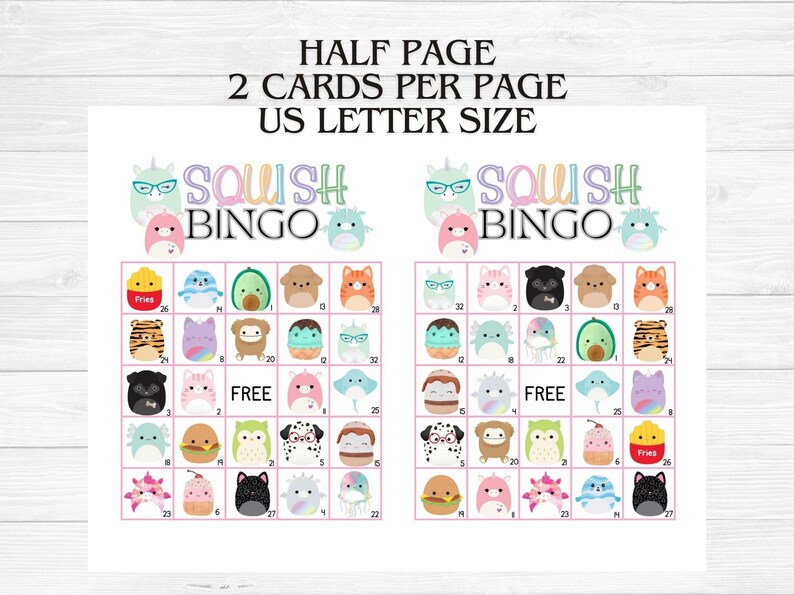 Kids Squish Game, Printable Bingo Game, School Game, Squish Bingo Game ...