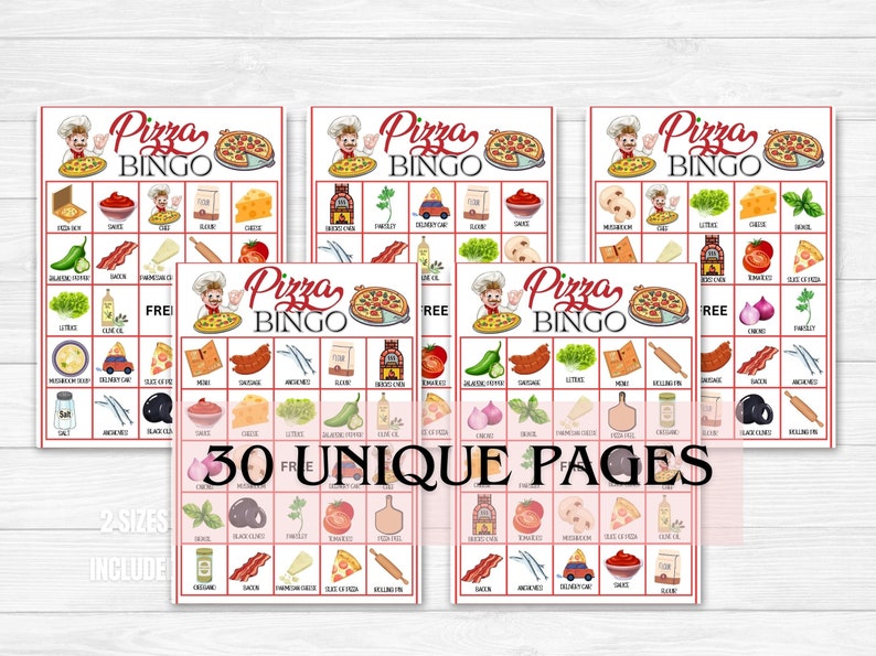 Pizza Bingo, Pizza Bingo Party Game, Pizza Photobooth, Pizza Activity ...