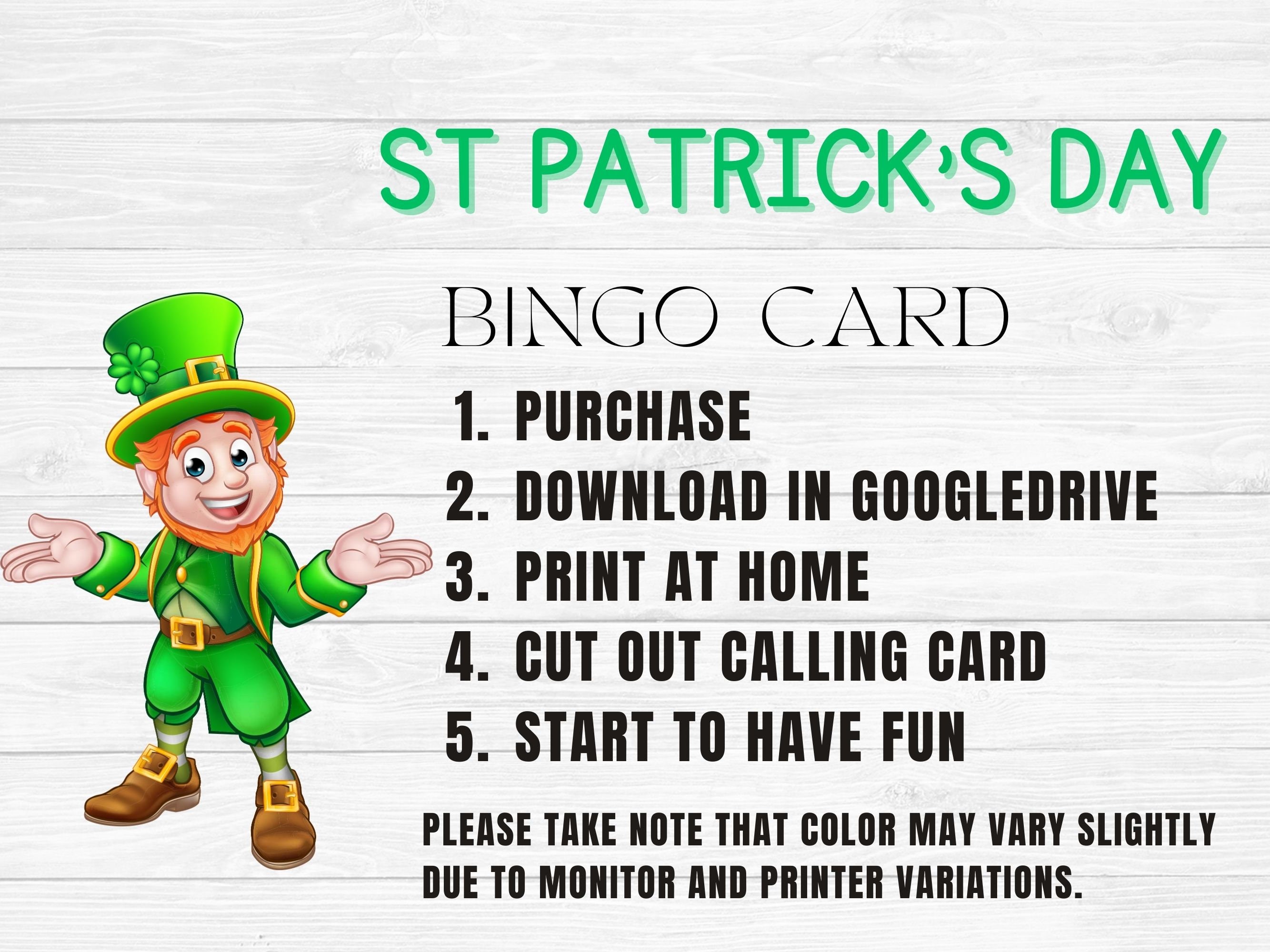 St Patrick's Day Bingo Cards, Party Game for St Patrick's Day, Paddy's ...