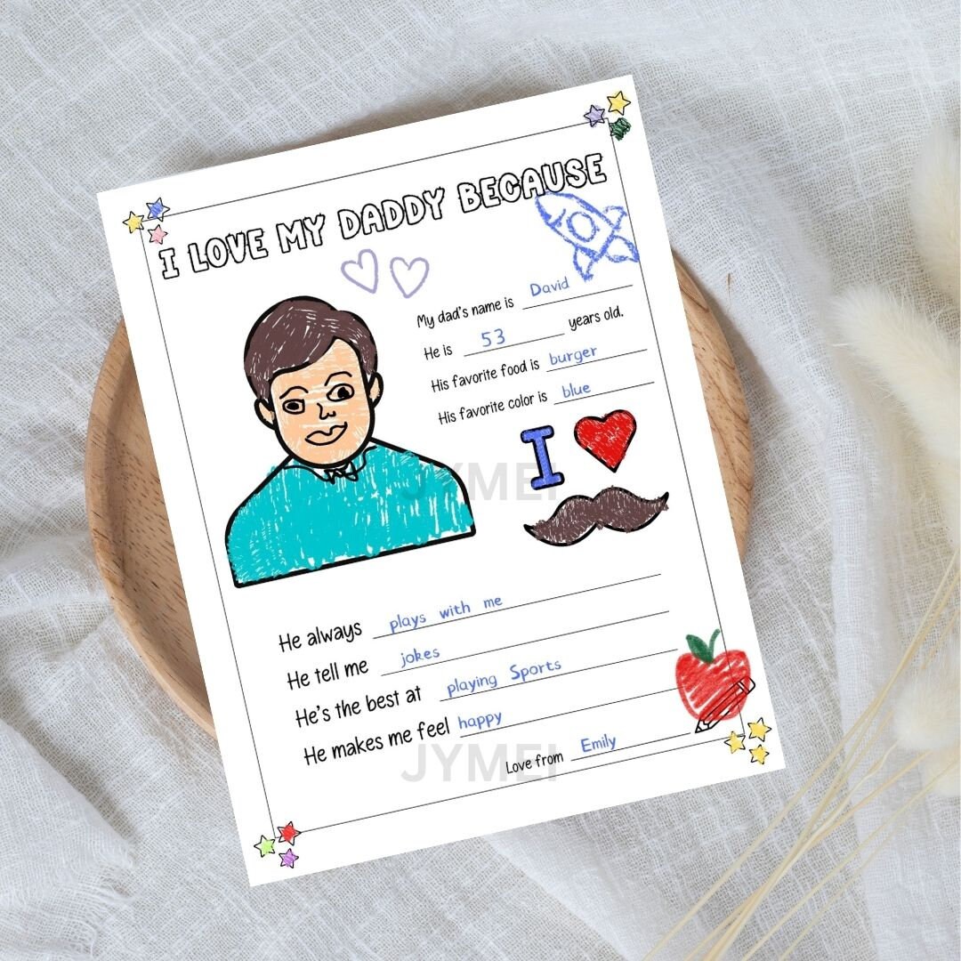 All About My Daddy Printable, Father's Day Gift, Father's Day Printable ...