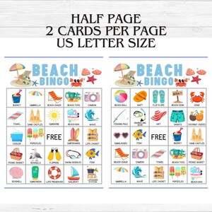 Beach Bingo, Summer Beach Bingo Game, Beach Activity, Fun in the Sun ...