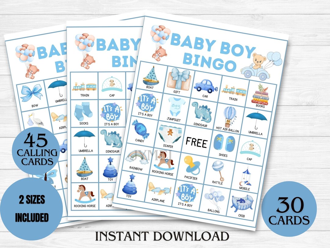 Fun Baby Boy Bingo Card, Baby Shower Bingo, Baby Sprinkle Bingo, Baby ...