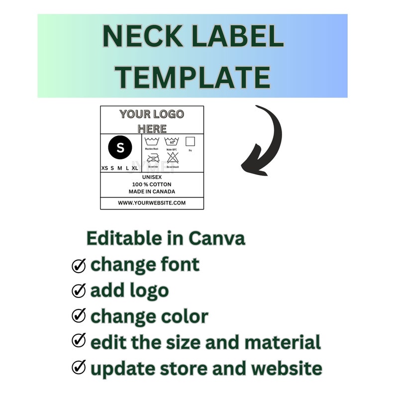 Editable Clothing Neck Label Template | Tagless Label Clothes | Shirt ...