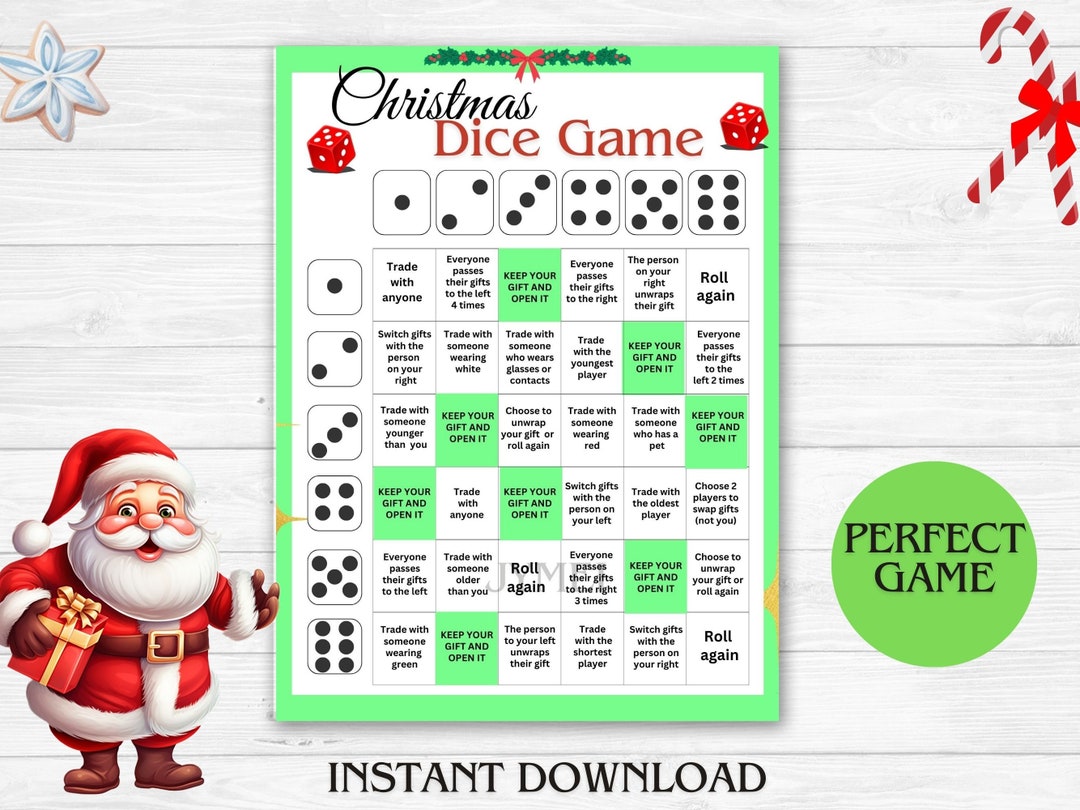 Christmas Dice Game Christmas Family Game Printable Dice Game Christmas ...