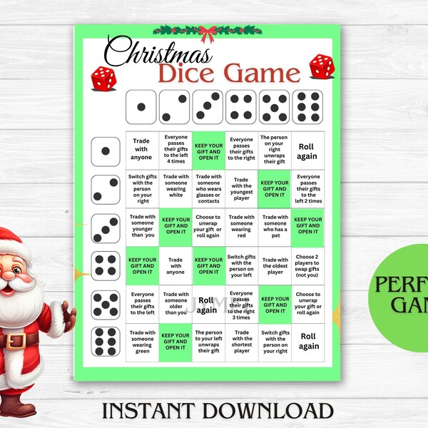 Christmas Dice Game Printable - Etsy