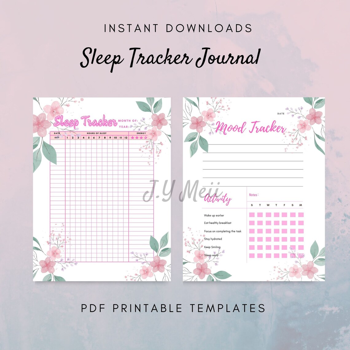 Floral Sleep Tracker Journal Weekly Mental Health Checklist - Etsy