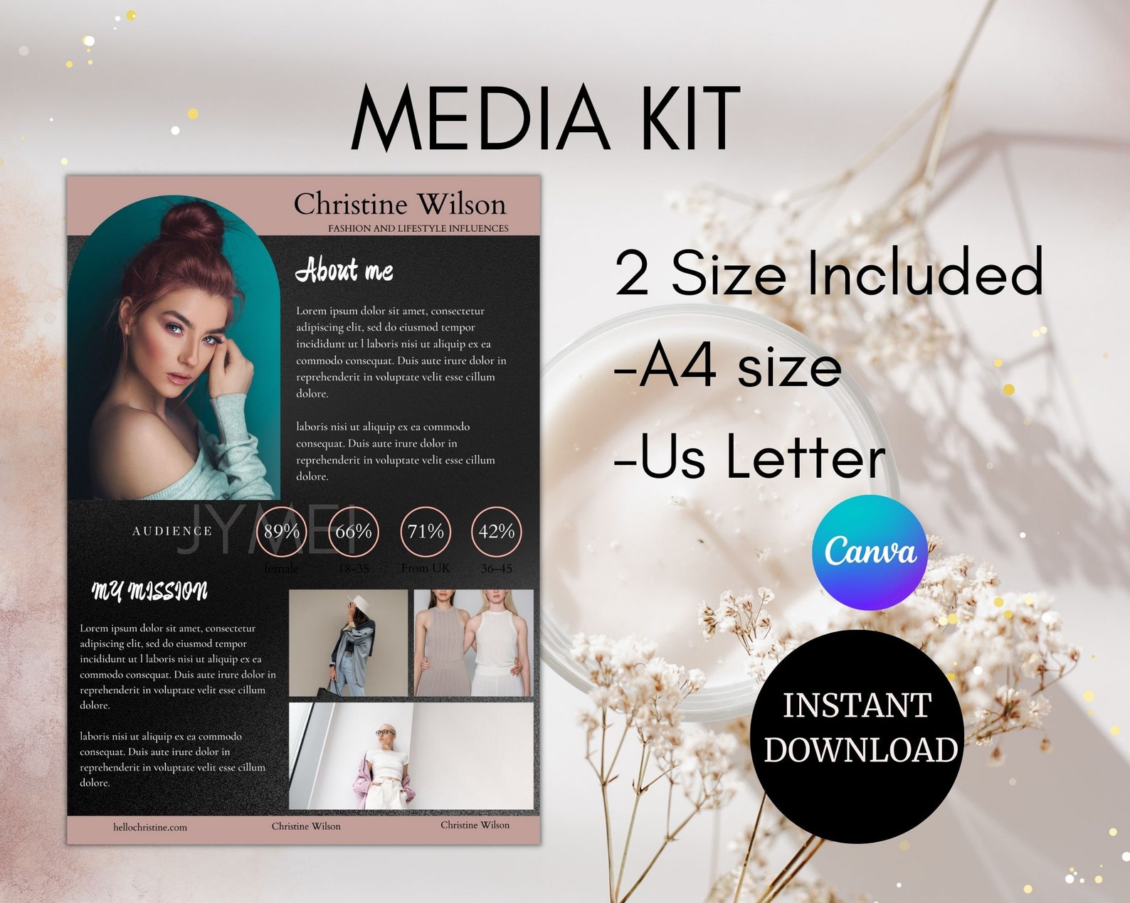 Modern and Simple Media Kit Template | Influencer Media Kit | Media Kit ...
