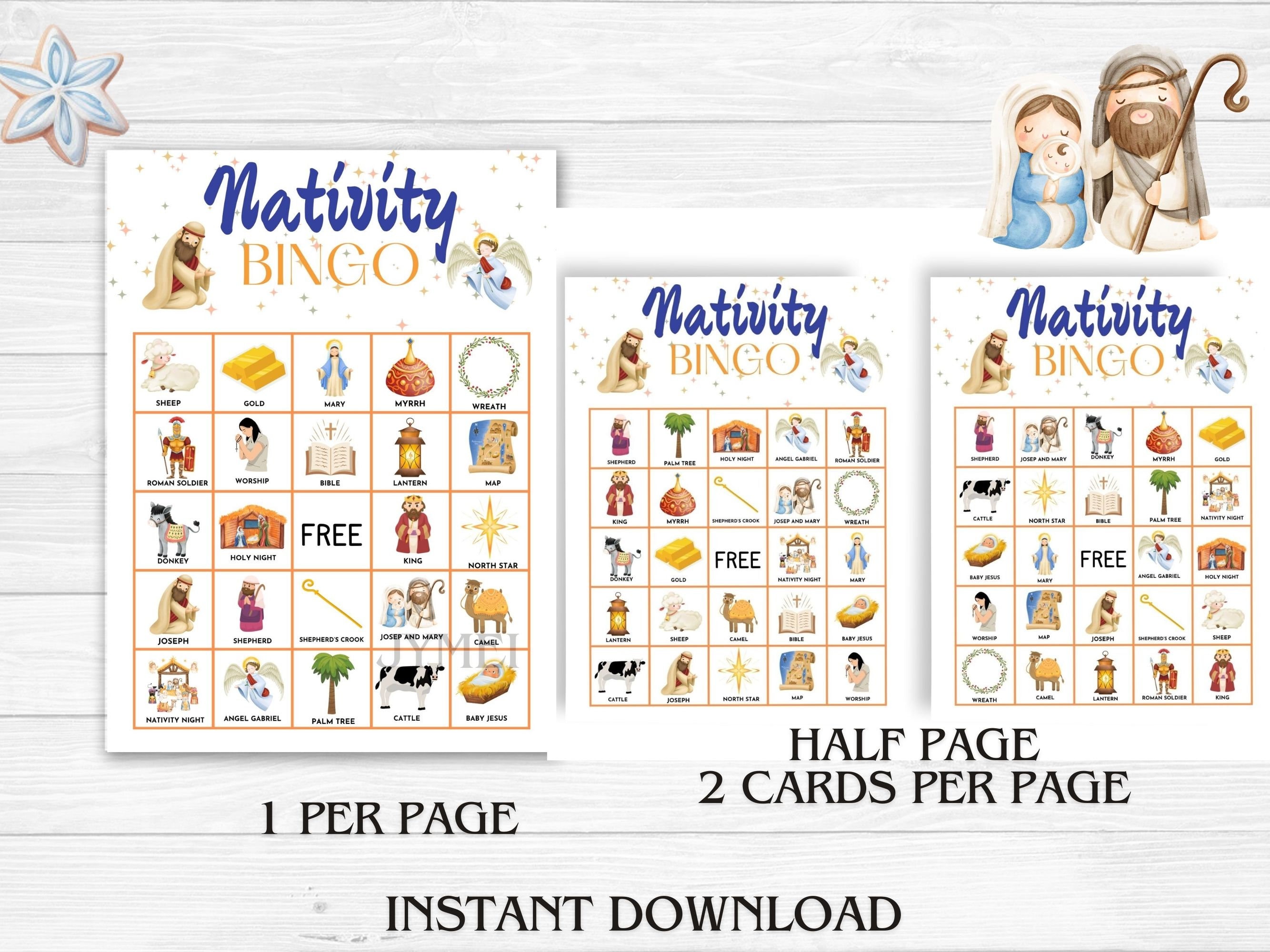 Nativity Bingo Game, Bingo Nativity, Baby Jesus Bingo, Christmas Bingo ...