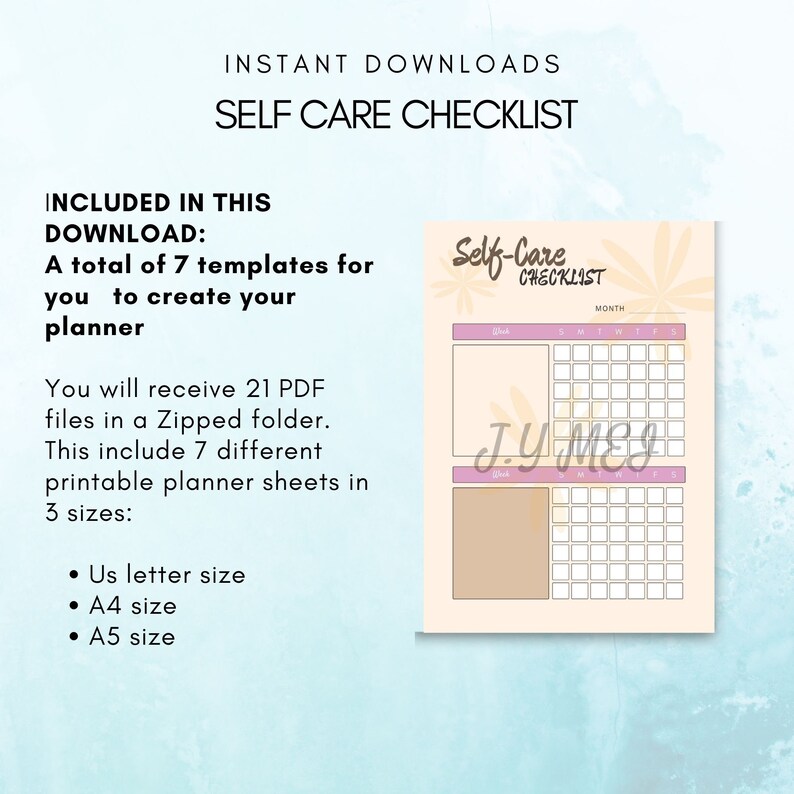 Printable Self Care Checklist instant Download Self Care - Etsy