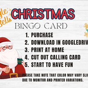 Christmas Bingo Cards Printable Party Game Christmas Activity Cute ...