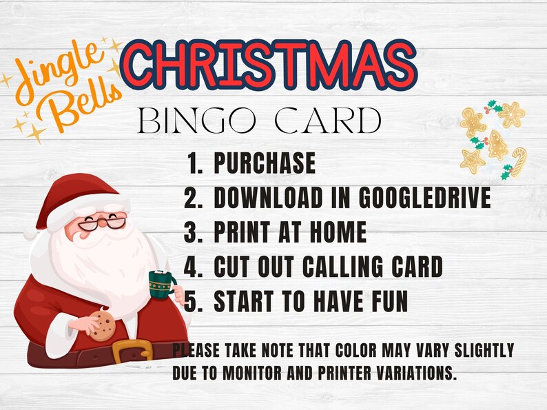 Christmas Bingo Cards Printable Party Game Christmas Activity Cute ...