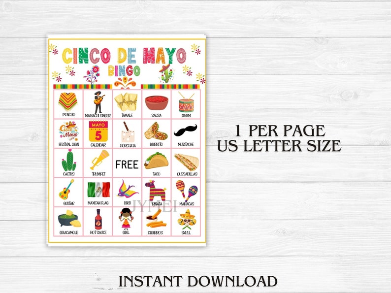 Cinco De Mayo Bingo, Printable Bingo Games, Cinco De Mayo Activity for ...