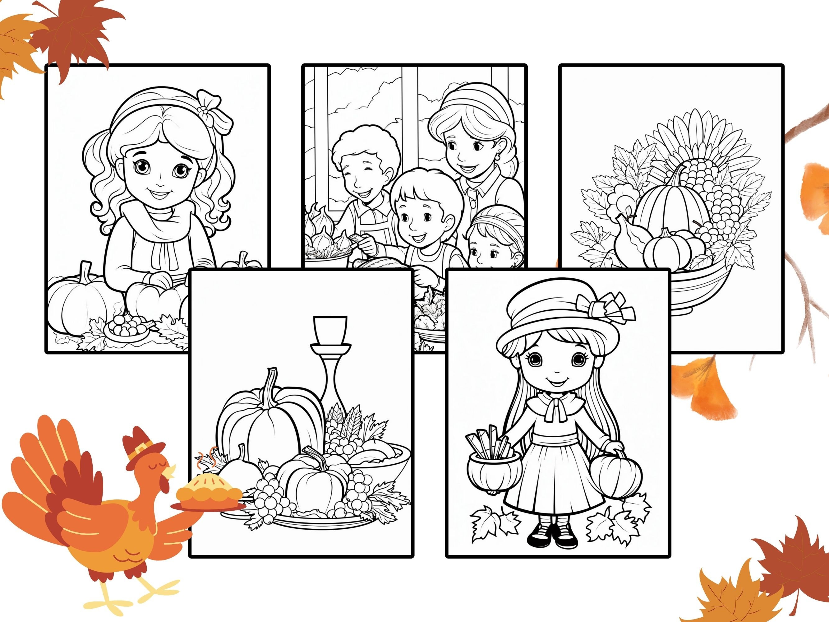 Thanksgiving Coloring Page for Kids 30 Pages Coloring Pages - Etsy