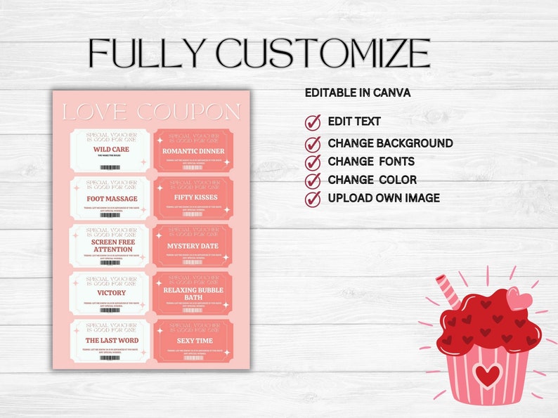 Printable Love Coupon Book for Her & Him, Editable Love Coupon Book ...