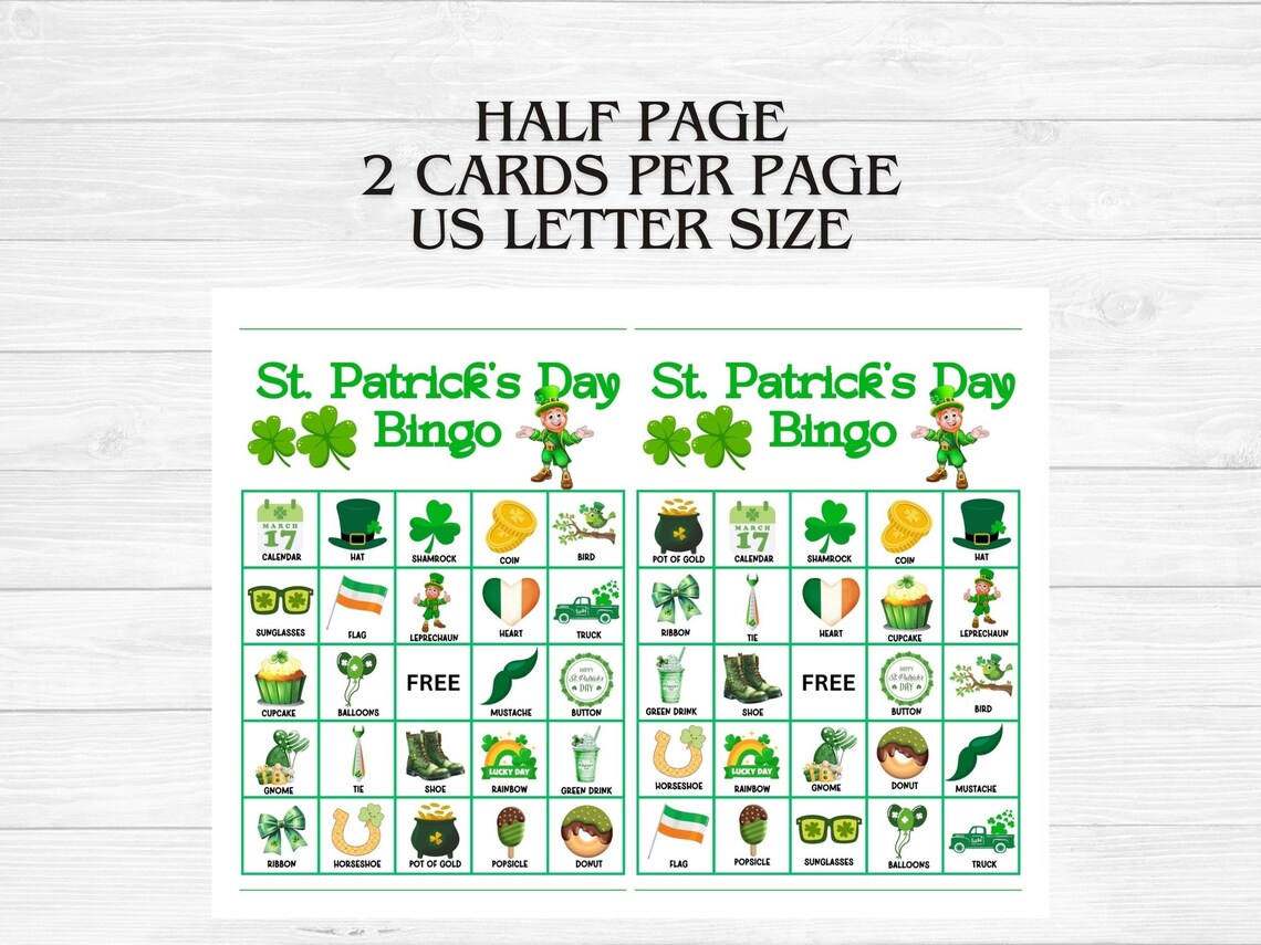 St Patrick's Day Bingo Cards, Party Game for St Patrick's Day, Paddy's ...