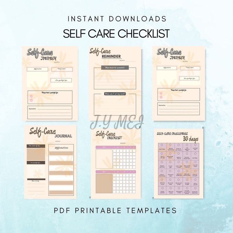 Printable Self Care Checklist ,instant Download Self Care Journal - Etsy