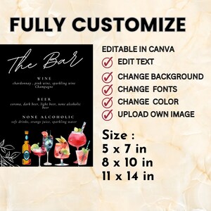Bar Menu Template | Editable Signature Drink Sign | Bar Menu Template ...