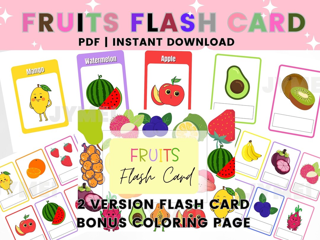 Printable Fruits Flash Card | Montessori Learning Material for Kids ...
