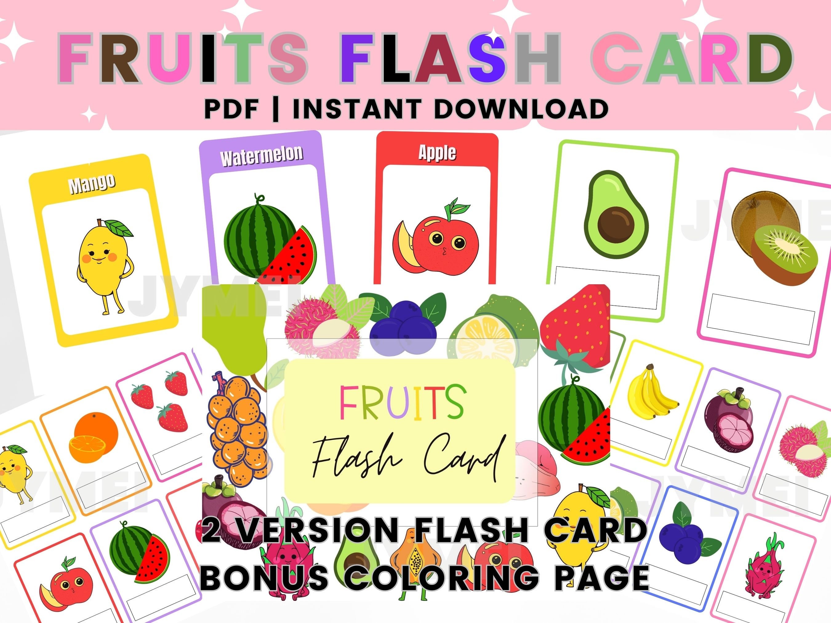 Printable Fruits Flash Card | Montessori Learning Material for Kids ...