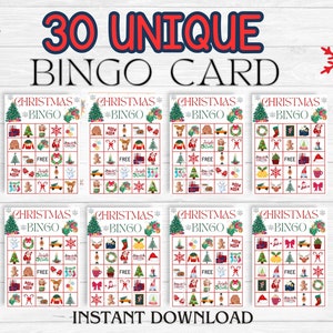 Christmas Bingo Cards Printable Party Game Christmas Activity Cute ...