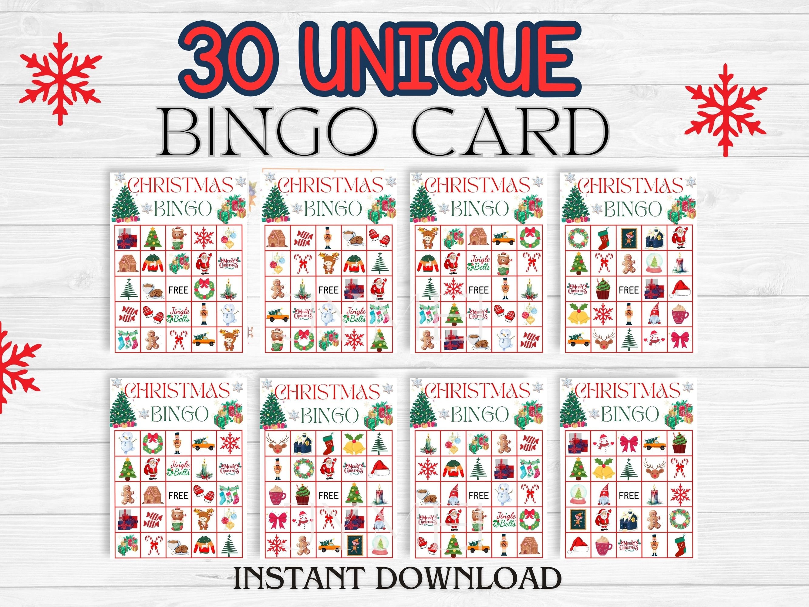 Christmas Bingo Cards Printable Party Game Christmas Activity Cute ...