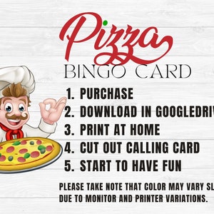 Pizza Bingo, Pizza Bingo Party Game, Pizza Photobooth, Pizza Activity ...