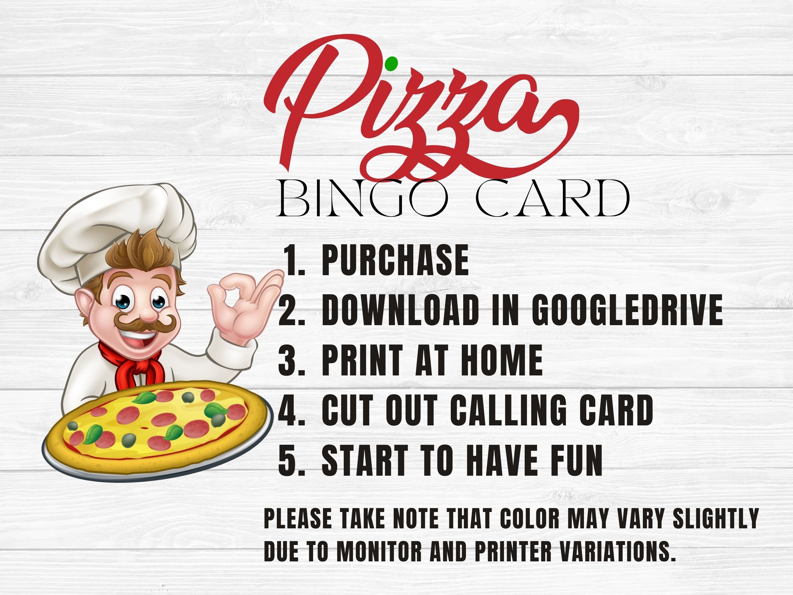 Pizza Bingo, Pizza Bingo Party Game, Pizza Photobooth, Pizza Activity ...